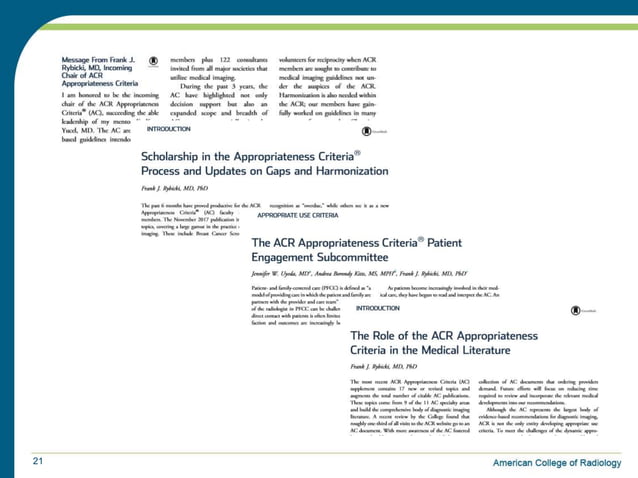 Radiology Appropriateness Criteria - American College of Radiology (ACR ...