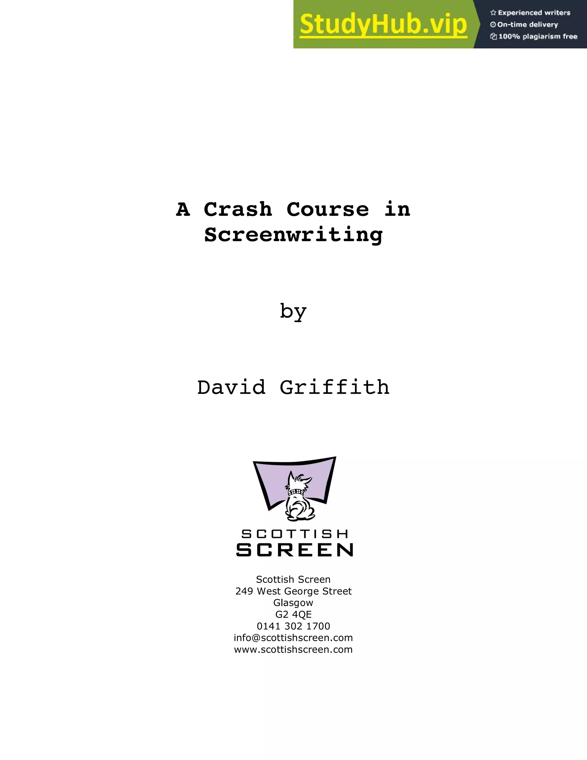 A Crash Course In Screenwriting | PDF