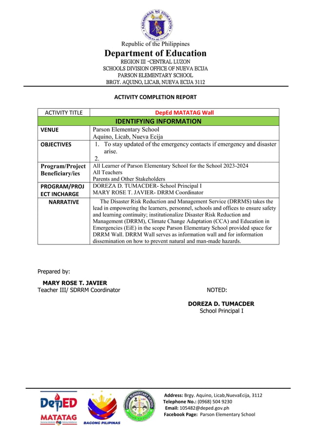 acr drrm wall 2023 new.docx | Education