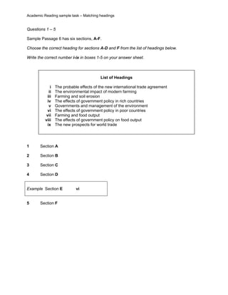 Ac reading matching headings | PDF