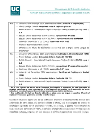 Acreditación niveles inglés mcerl | PDF