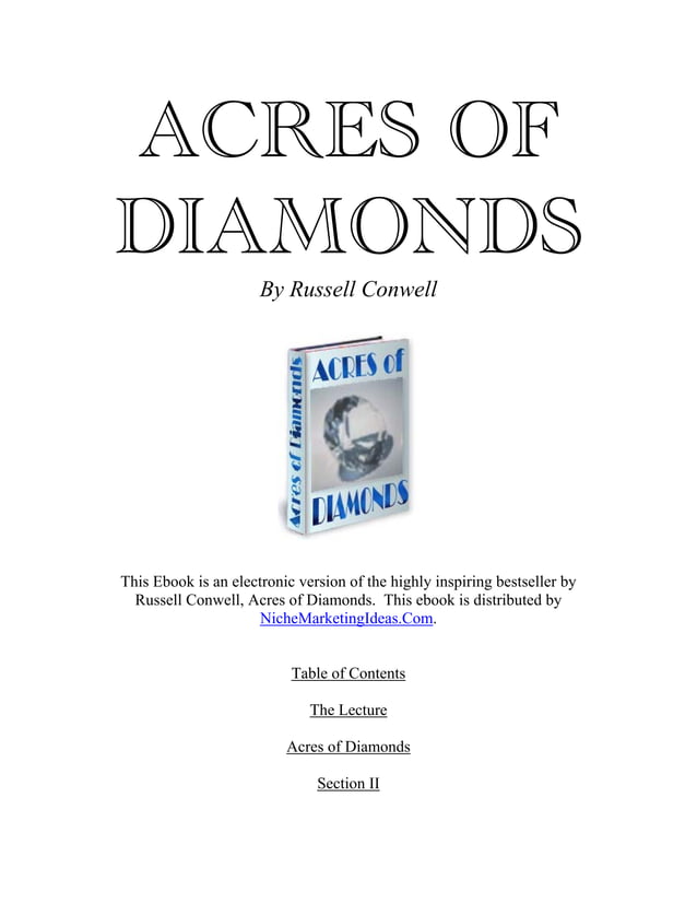 Acres Of Diamonds Russel Conwell | PDF