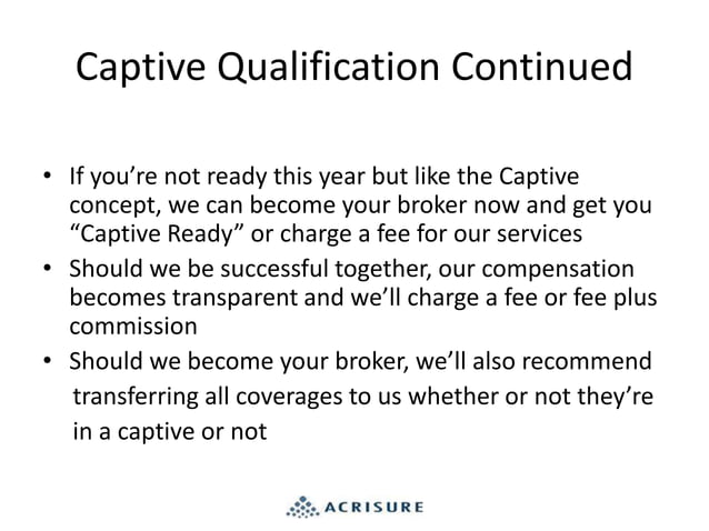 Acrisure Captive insurance | PPTX | Insurance | Personal Finance