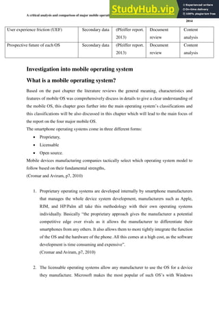 A Critical Analysis And Comparison Of Major Mobile Operating Systems And A User Classification ...