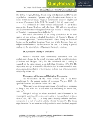 A Critical Analysis Of Herbert Spencer S Theory Of Evolution (English ...
