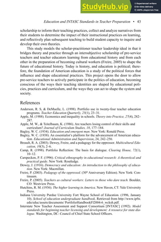 A Critical Analysis Of Philosophies Of Education And INTASC Standards In Teacher Preparation | PDF