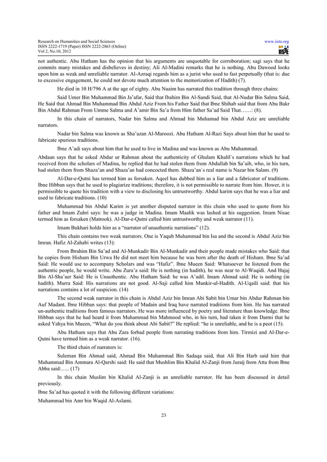 A critical analysis of the amalgamation of an absurd tradition in seerat e-nabvi (saw) | PDF