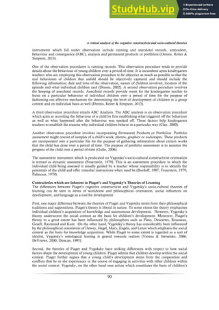 A Critical Analysis Of The Cognitive Constructivist And Socio-Cultural Theories As A Frame For ...