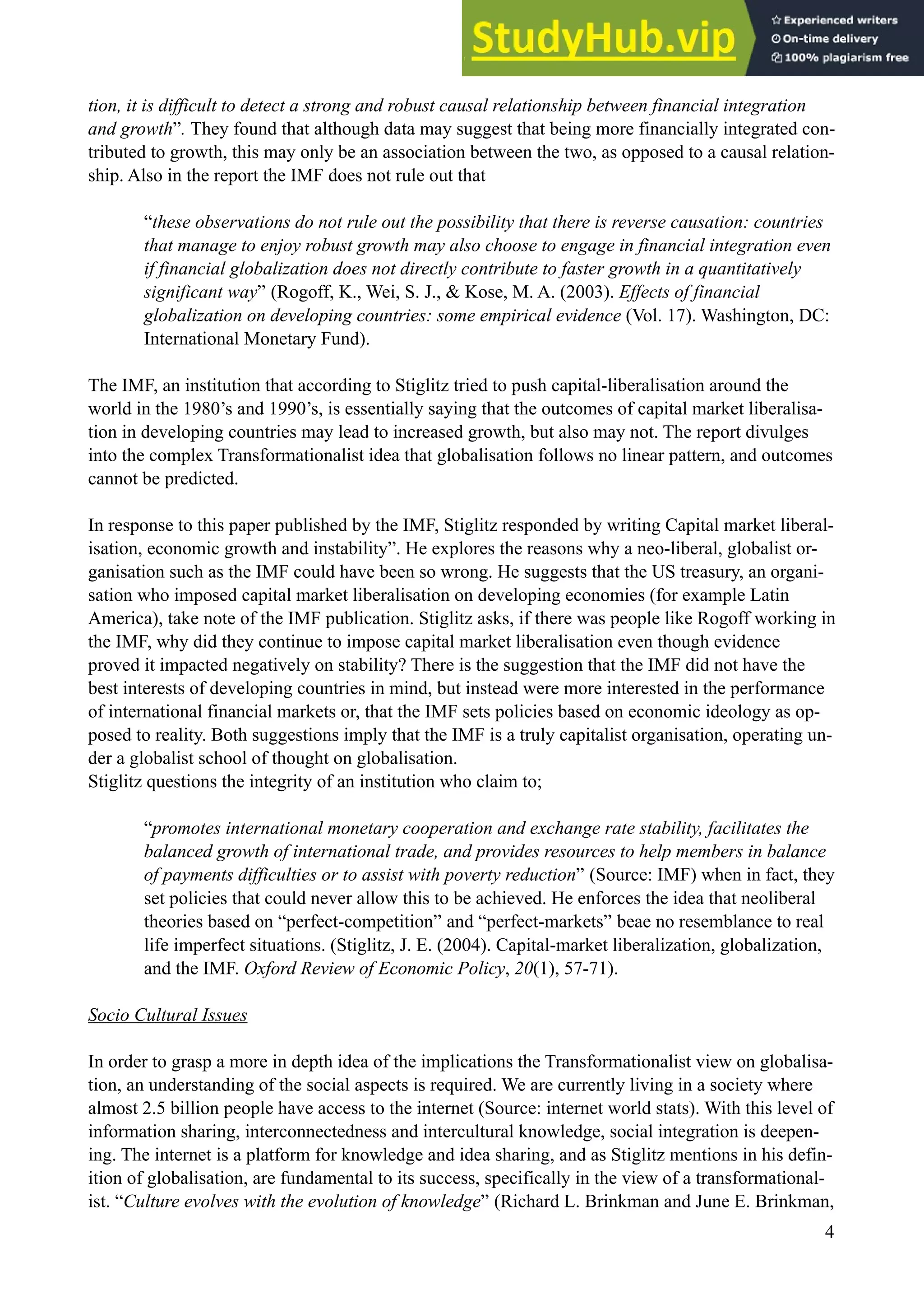 A Critical Analysis Of The Transformationalist View Of Globalisation | PDF