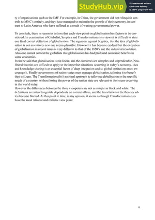 A Critical Analysis Of The Transformationalist View Of Globalisation | PDF