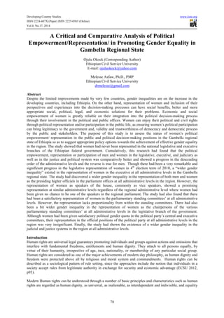 A critical and comparative analysis of political empowerment | PDF