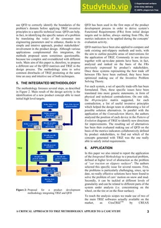 A Critical Approach To TRIZ Methodology Applied To A Case Study | PDF