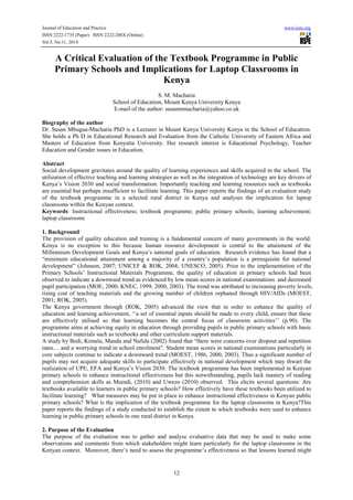 A critical evaluation of the textbook programme in public primary ...