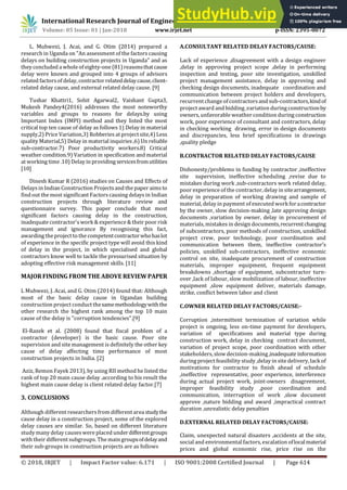 A Critical Literature Review On Main Cause Of Delay In Construction Projects | PDF