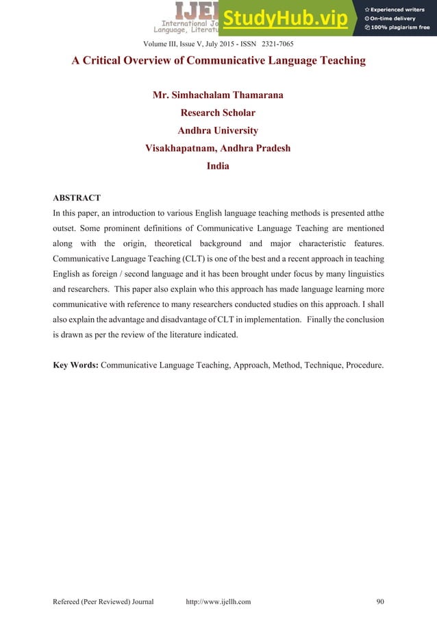A Critical Overview Of Communicative Language Teaching | PDF | Education