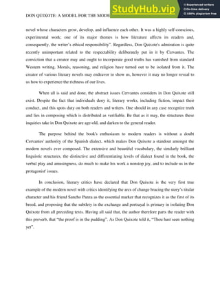 A Critical Paper for the course Reading and Writing. Don Quixote A ...