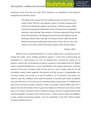 A Critical Paper for the course Reading and Writing. Don Quixote A ...