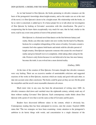 A Critical Paper for the course Reading and Writing. Don Quixote A ...