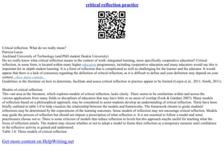 A Critical Reflection | PPT