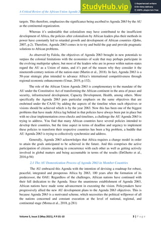 A CRITICAL REVIEW OF THE AFRICAN UNION AGENDA 2063 AND ITS ...