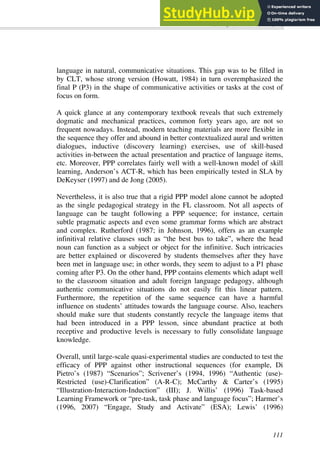 A critical review of the Presentation-Practice-Production Model (PPP) in Foreign Language ...