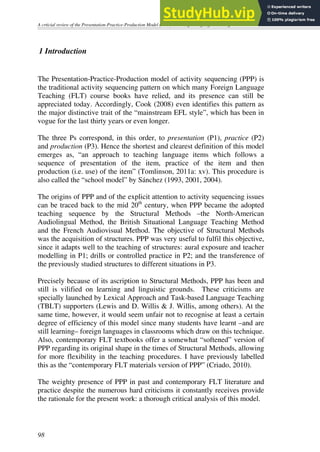 A critical review of the Presentation-Practice-Production Model (PPP) in Foreign Language ...