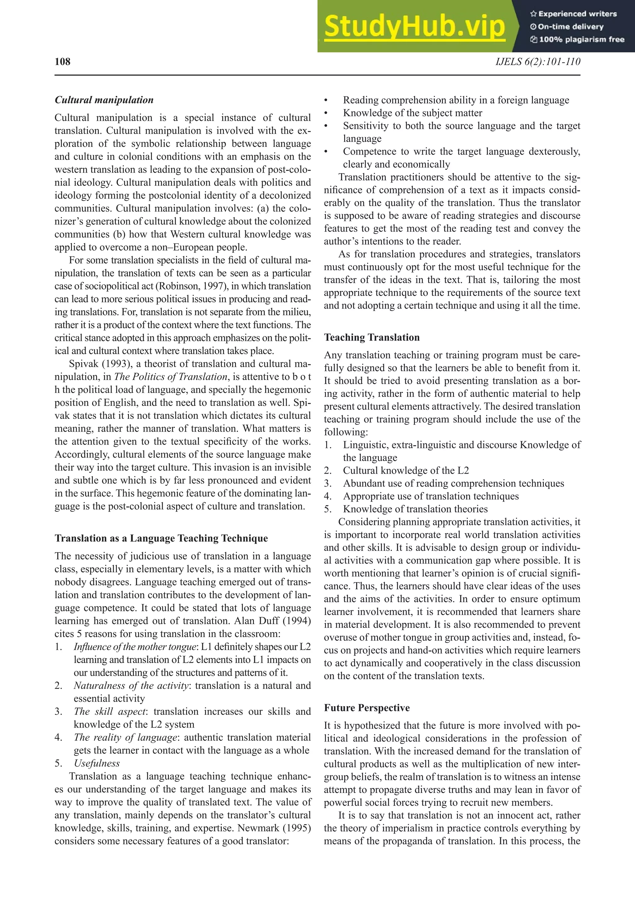 A Critical Review Of Translation A Look Forward | PDF