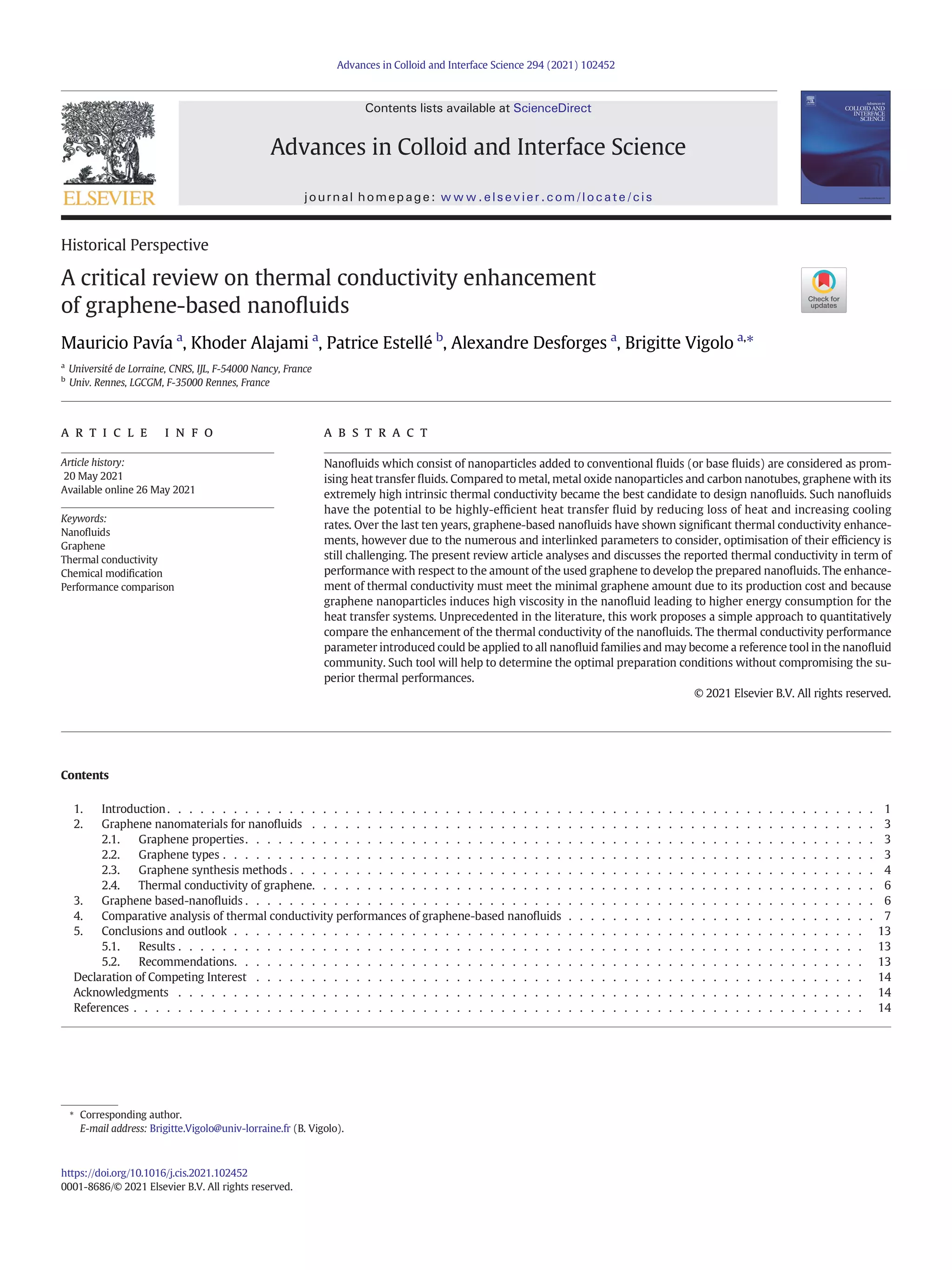 A critical review on thermal conductivity enhancement of graphene based ...