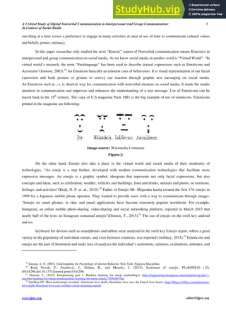 A CRITICAL STUDY OF DIGITAL NONVERBAL COMMUNICATION IN INTERPERSONAL AND GROUP COMMUNICATION IN ...