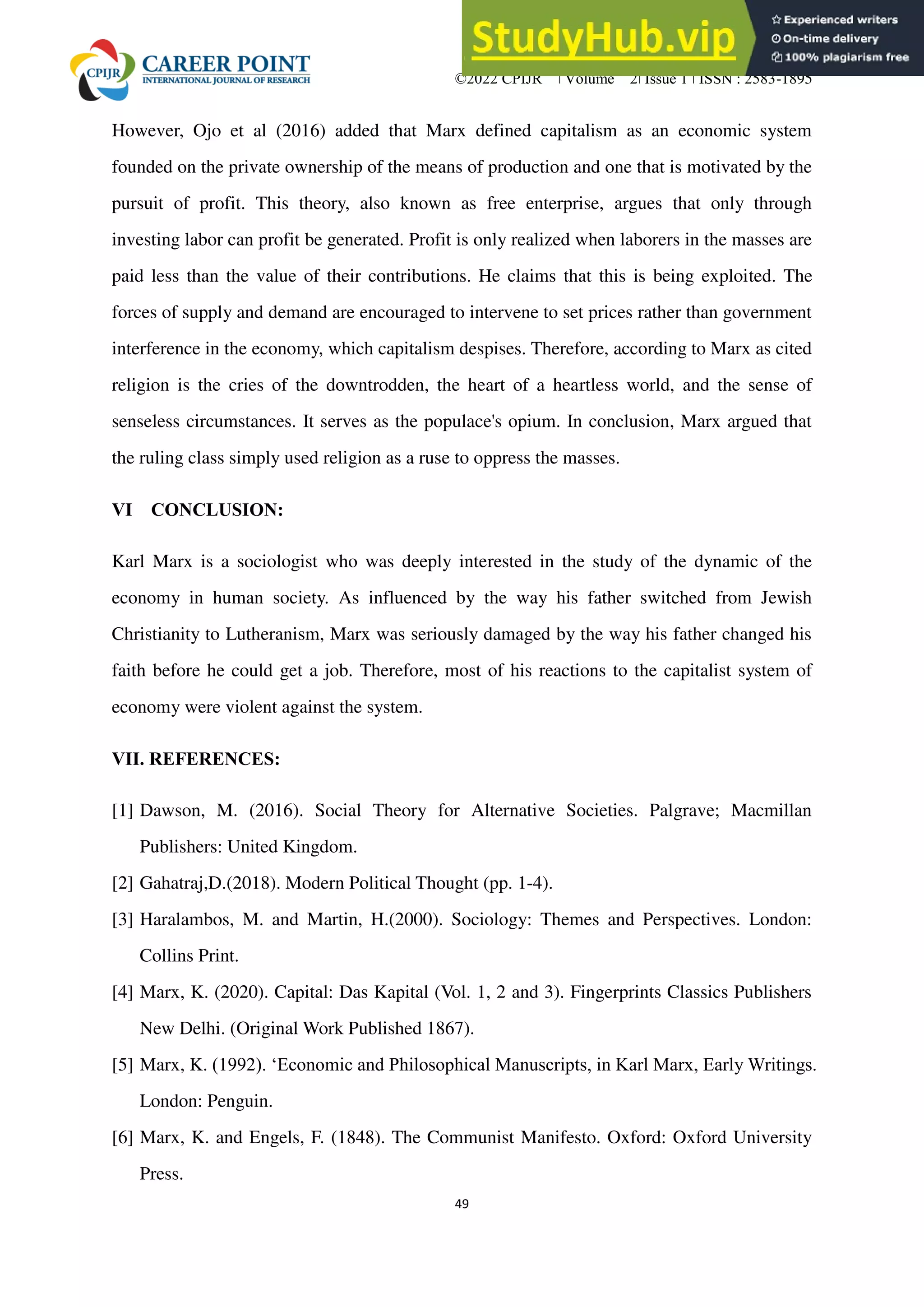 A CRITICAL STUDY OF THE KARL MARX THEORY OF DIALECTICAL MATERIALISM | PDF