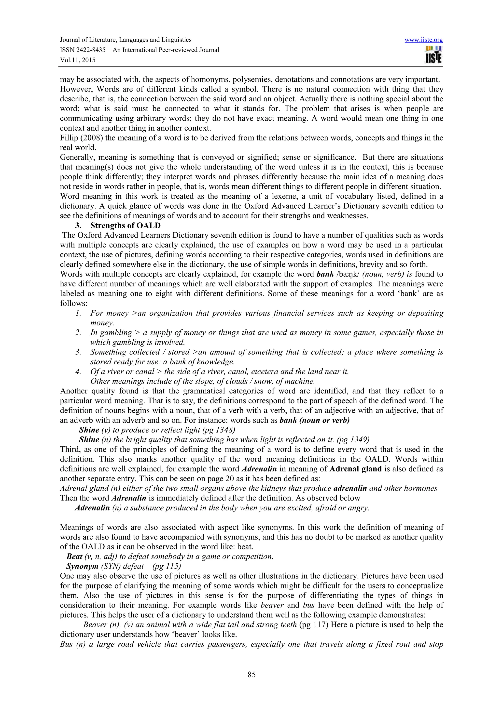 A critical study of the word meanings in dictionaries | PDF