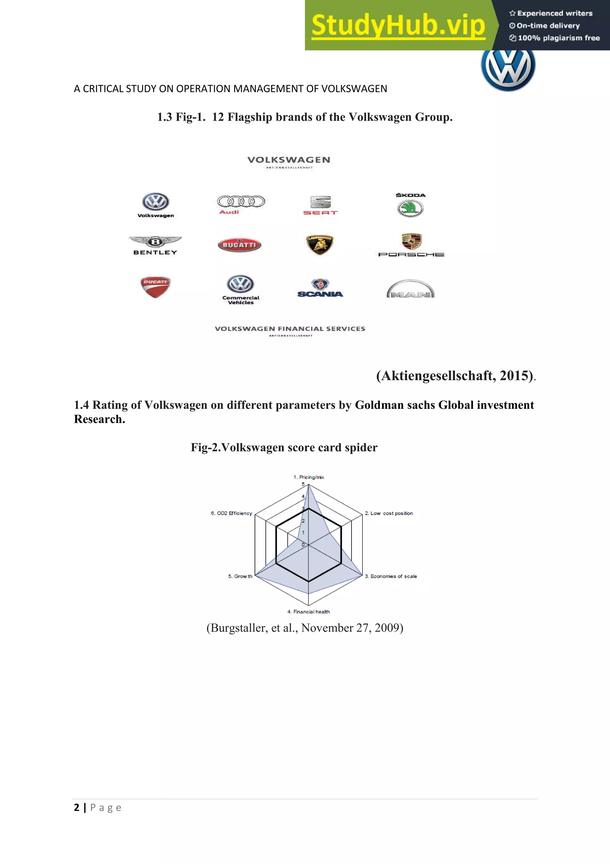 A CRITICAL STUDY ON OPERATIONS MANAGEMENT OF VOLKSWAGEN | PDF