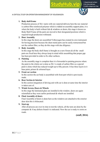 A CRITICAL STUDY ON OPERATIONS MANAGEMENT OF VOLKSWAGEN | PDF