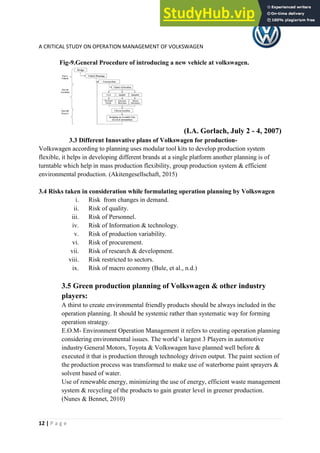 A CRITICAL STUDY ON OPERATIONS MANAGEMENT OF VOLKSWAGEN | PDF