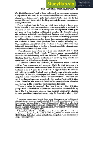 A CRITICAL THINKING APPROACH TO TEACHING ENVIRONMENTAL LAW | PDF