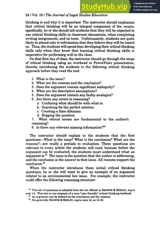 A CRITICAL THINKING APPROACH TO TEACHING ENVIRONMENTAL LAW | PDF