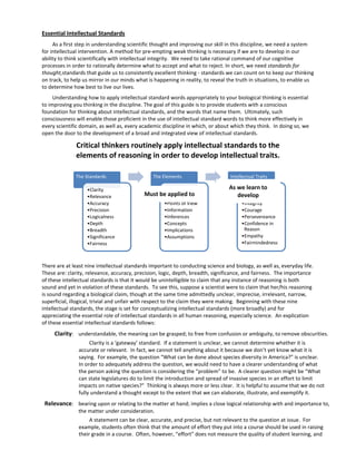 A critical thinking framework for understanding excellence in ...