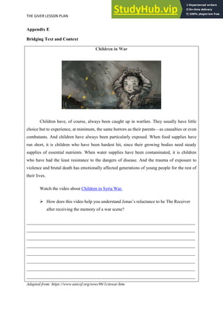 A Critical Thinking Lesson Plan For Quot The Giver Quot By Louis Lowry ...
