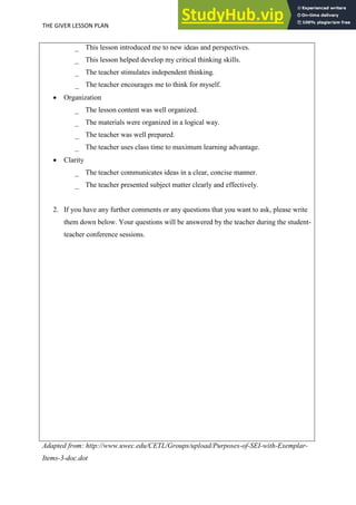 A Critical Thinking Lesson Plan For Quot The Giver Quot By Louis Lowry ...