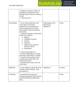 A Critical Thinking Lesson Plan For Quot The Giver Quot By Louis Lowry ...