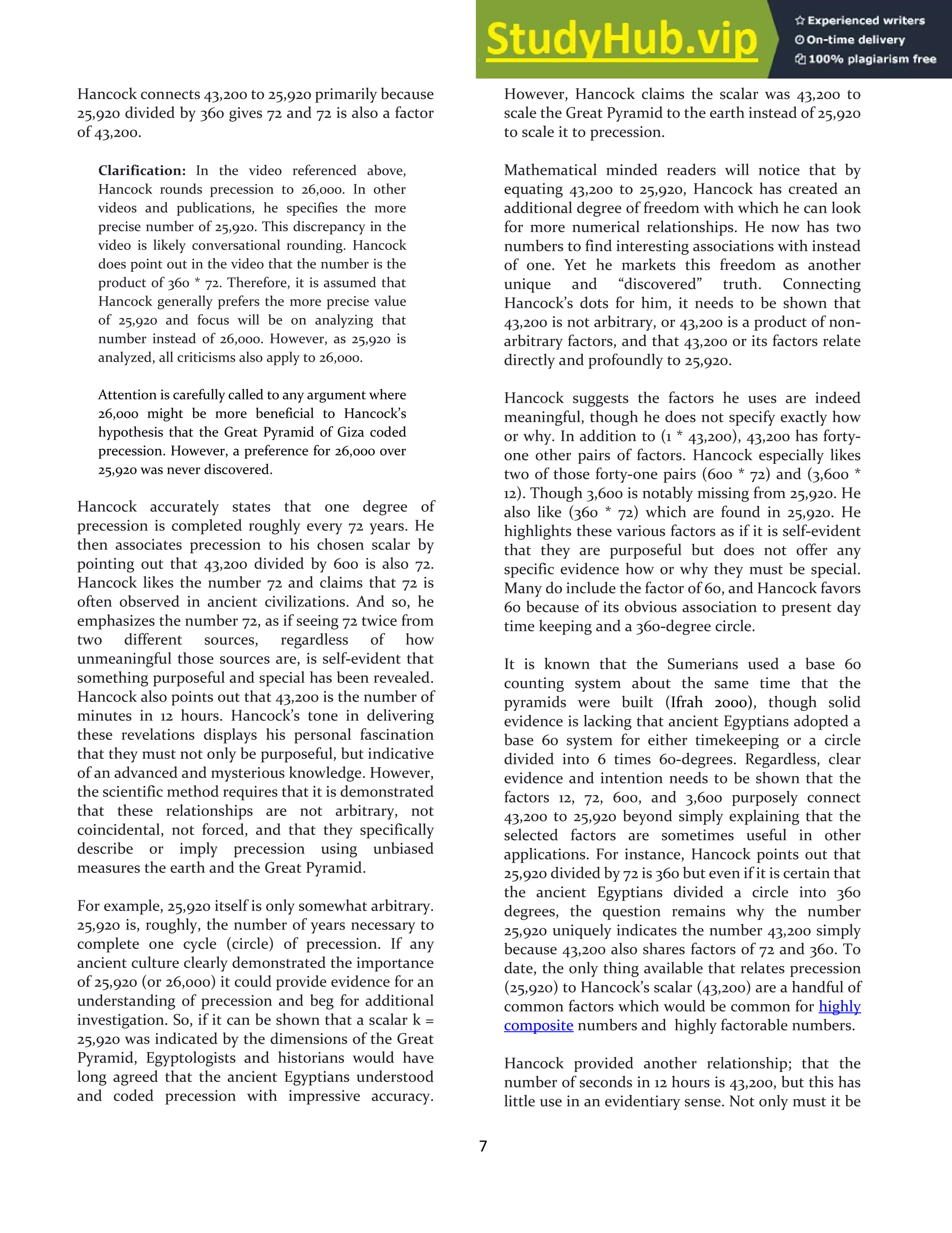 A Critique Of Graham Hancock S Forced Numerical Relationship Between ...