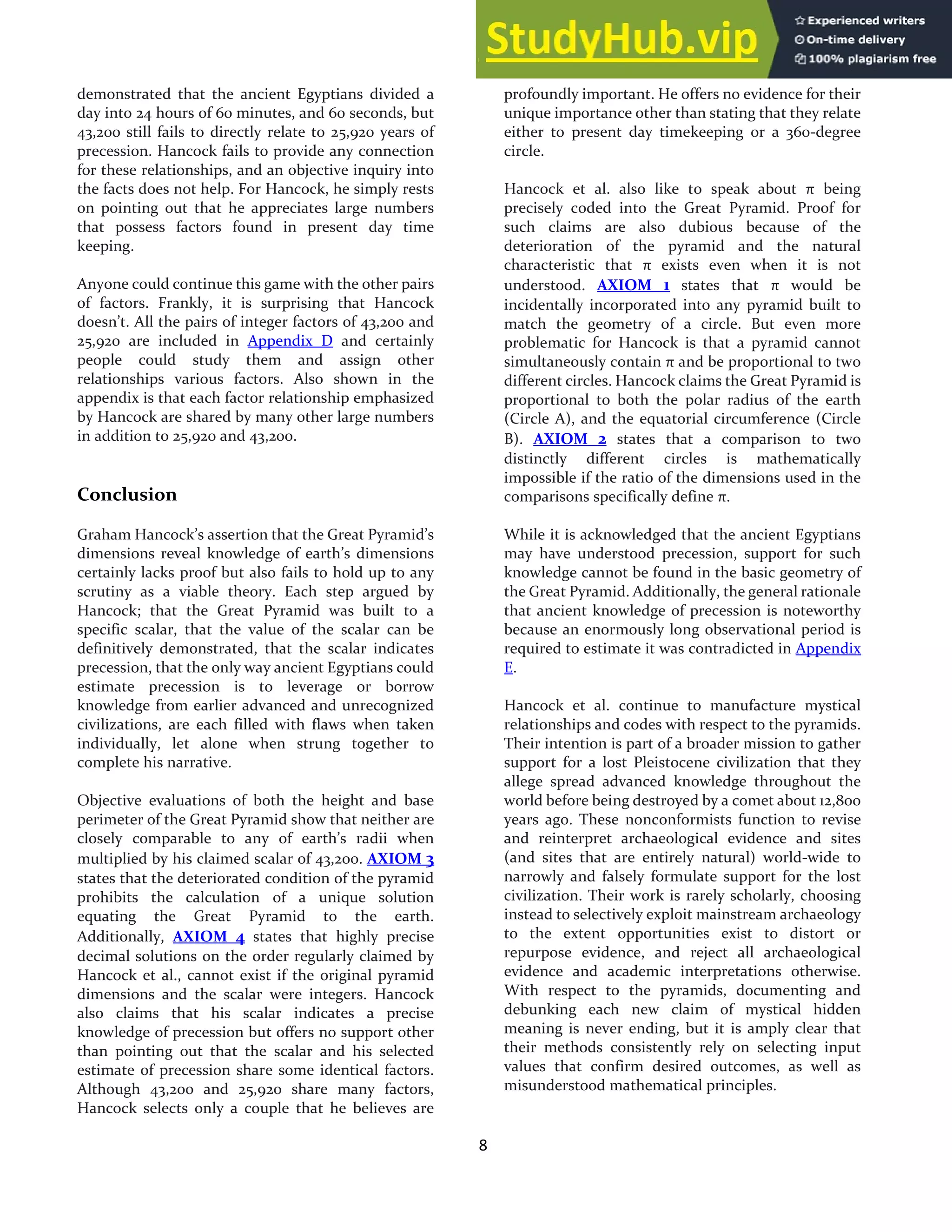 A Critique Of Graham Hancock S Forced Numerical Relationship Between ...