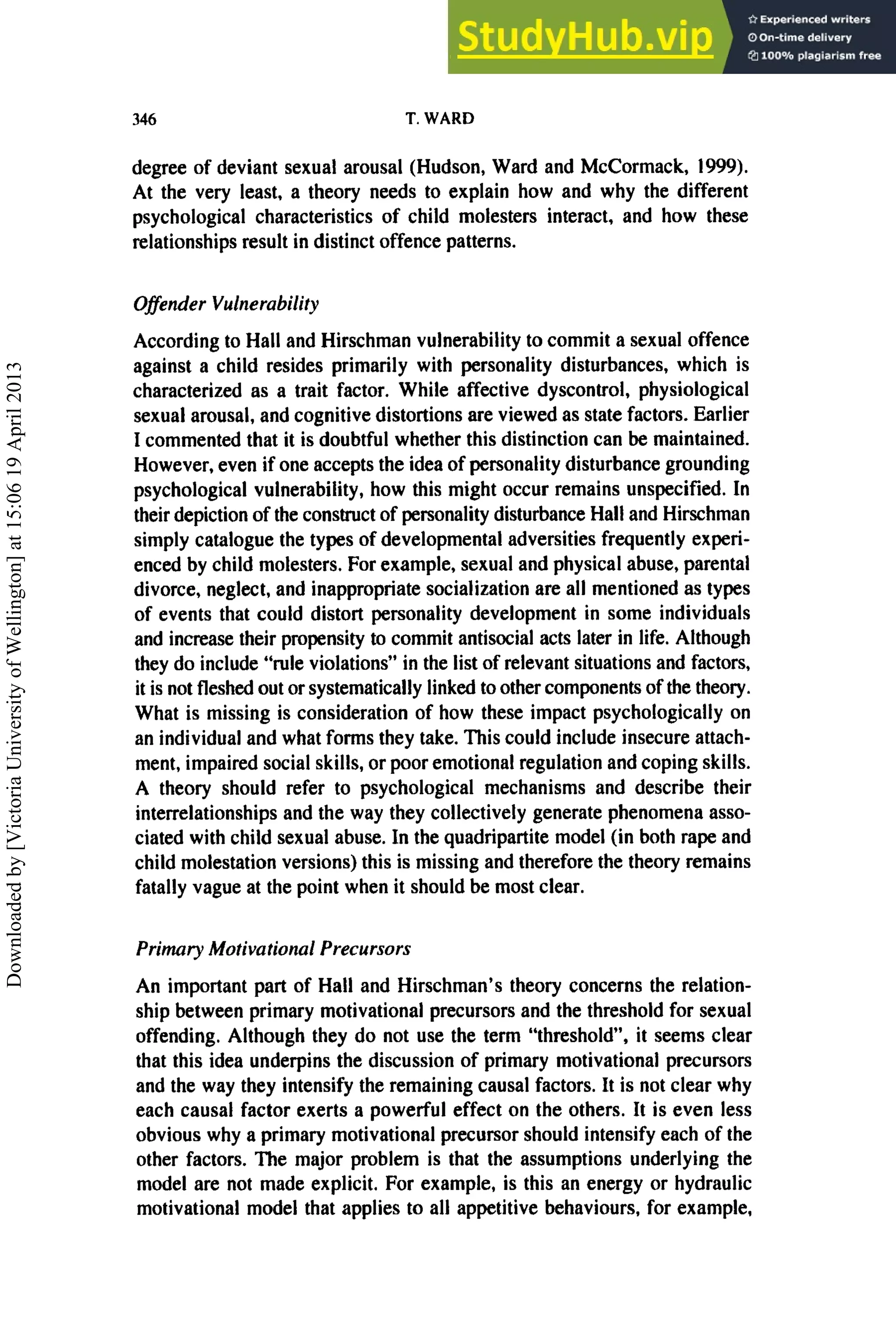 A Critique Of Hall And Hirschman S Quadripartite Model Of Child Sexual ...