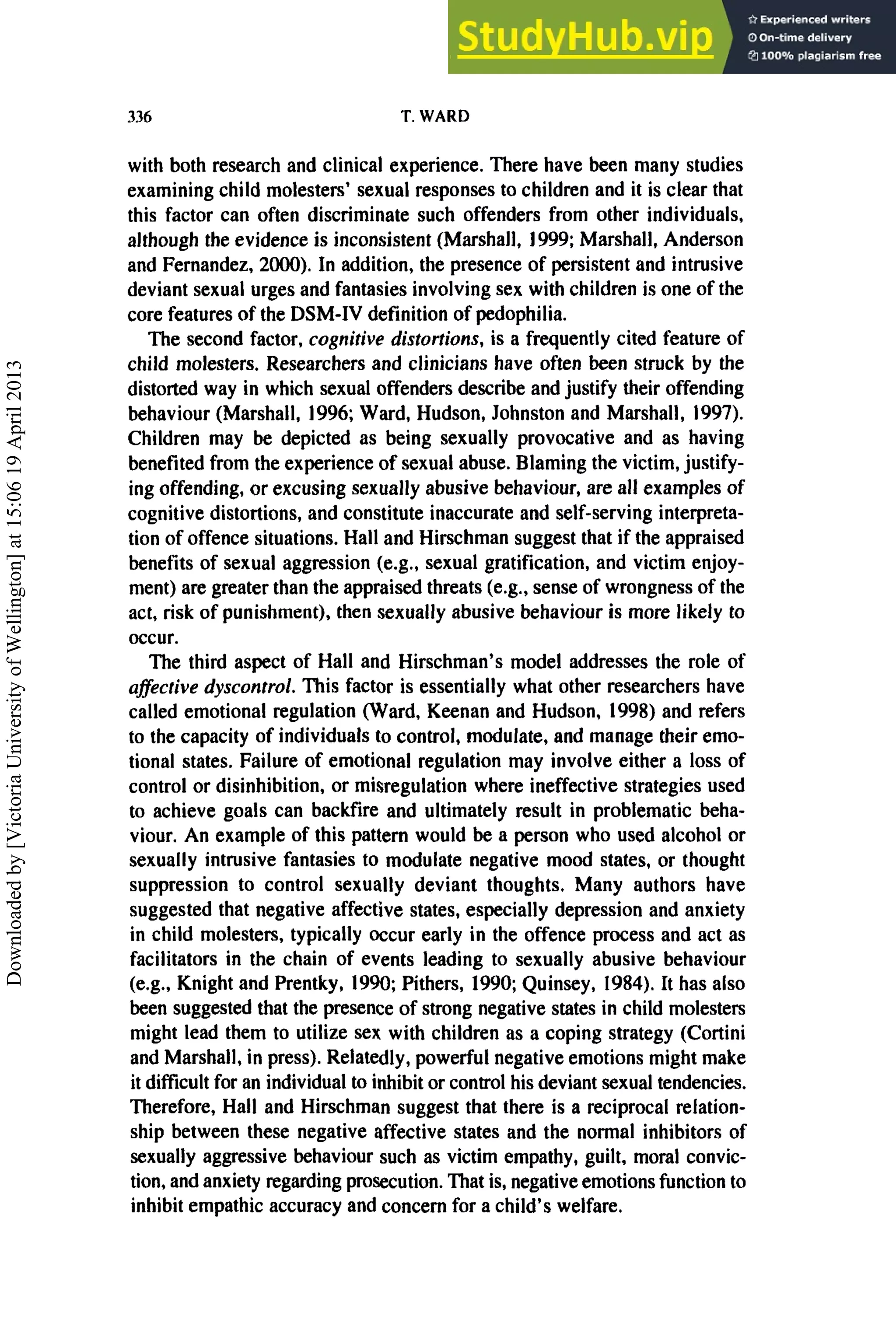 A Critique Of Hall And Hirschman S Quadripartite Model Of Child Sexual ...