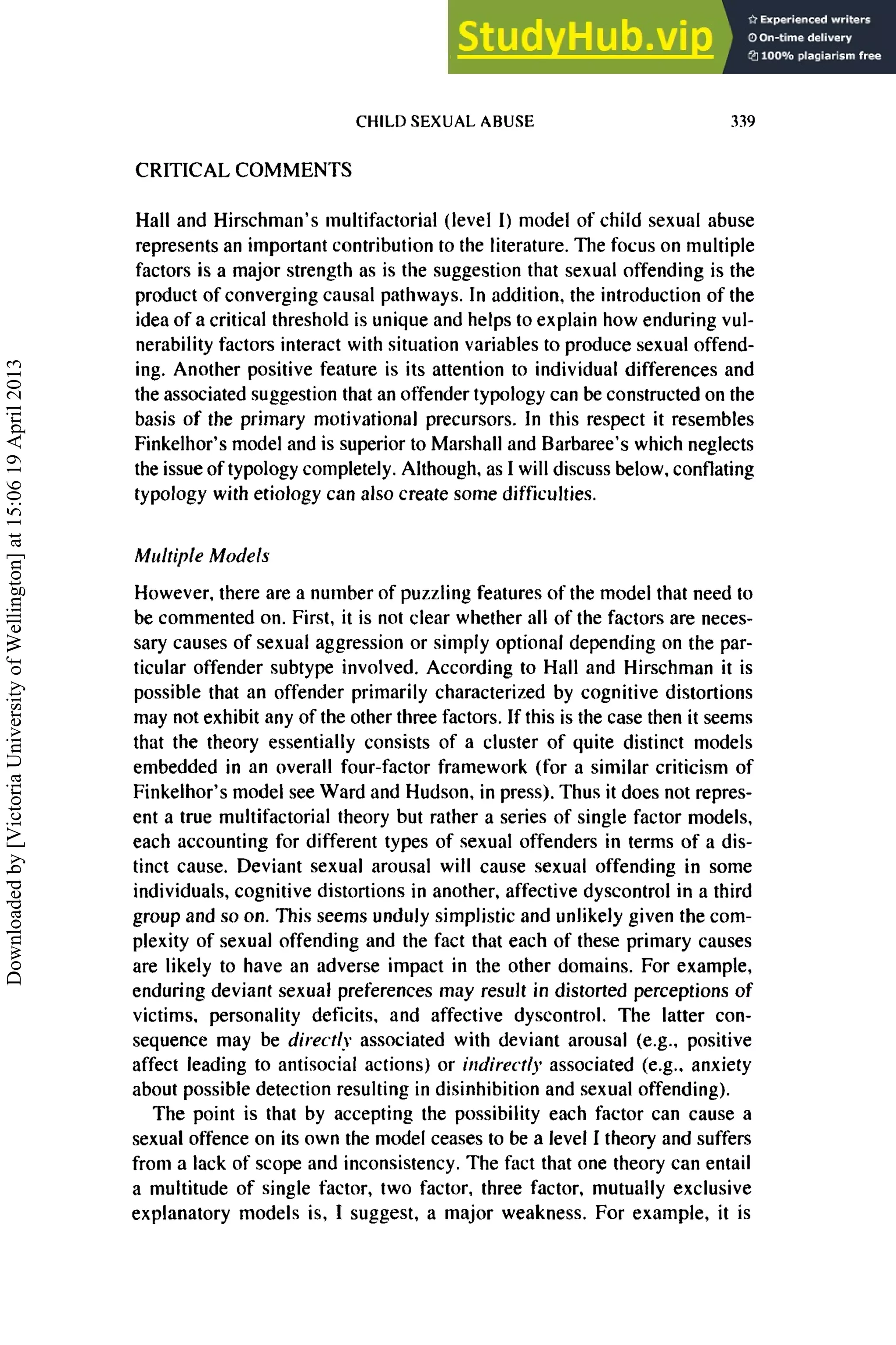 A Critique Of Hall And Hirschman S Quadripartite Model Of Child Sexual ...