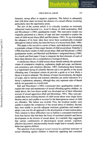A Critique Of Hall And Hirschman S Quadripartite Model Of Child Sexual ...