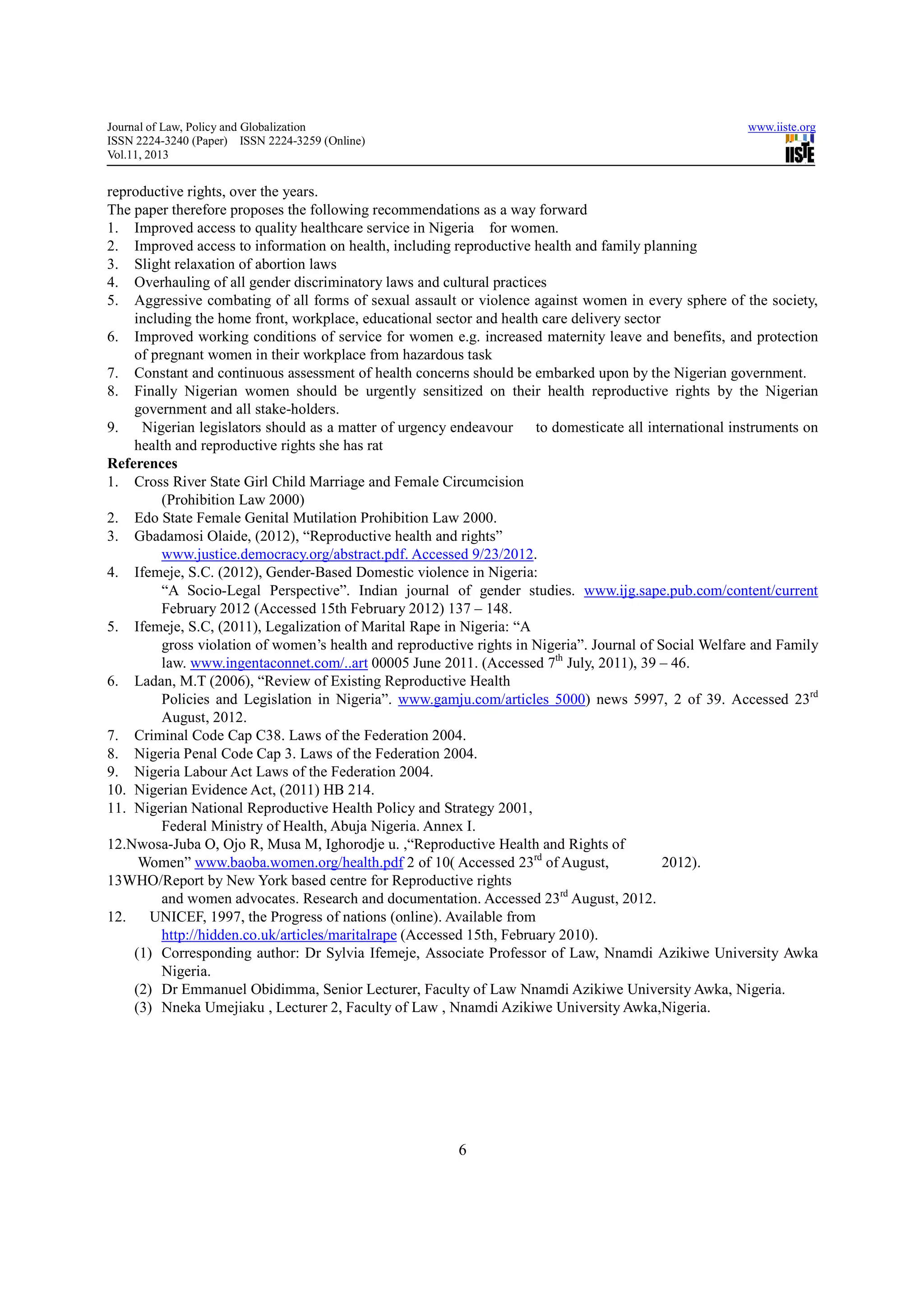 A critique of incessant violations of women’s health and reproductive ...