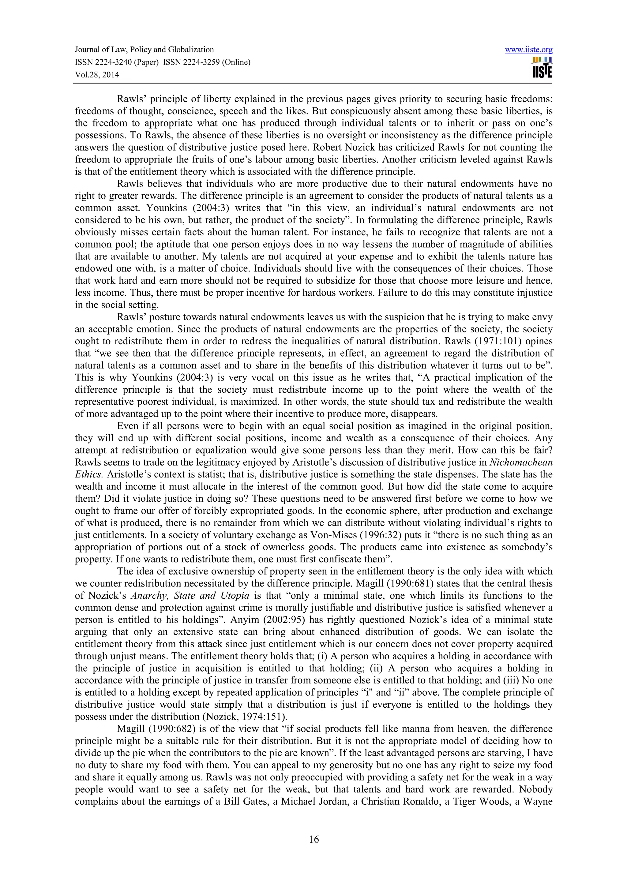 A critique of john rawls’ social justice theory and the fate of nigeria ...