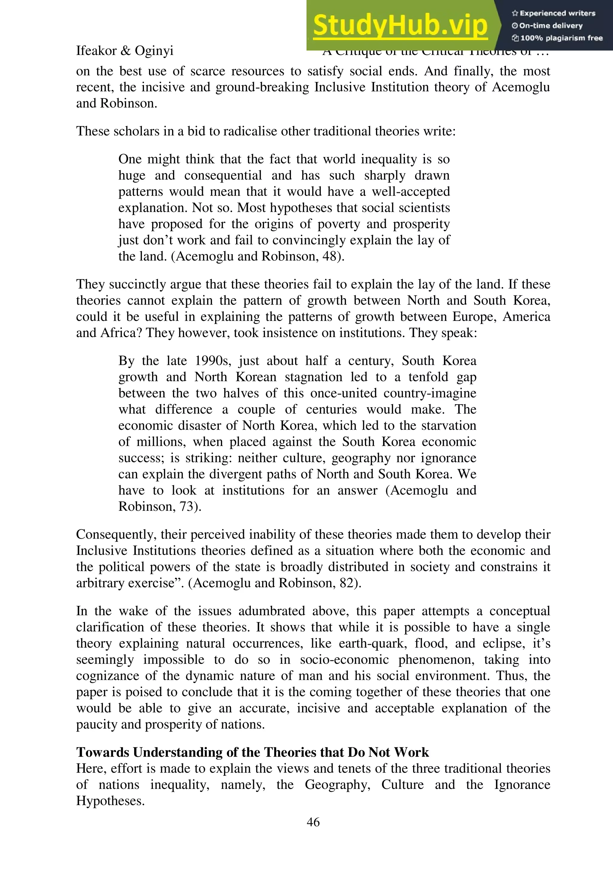 A Critique Of The Critical Theories Of Acemoglu And Robinson | PDF