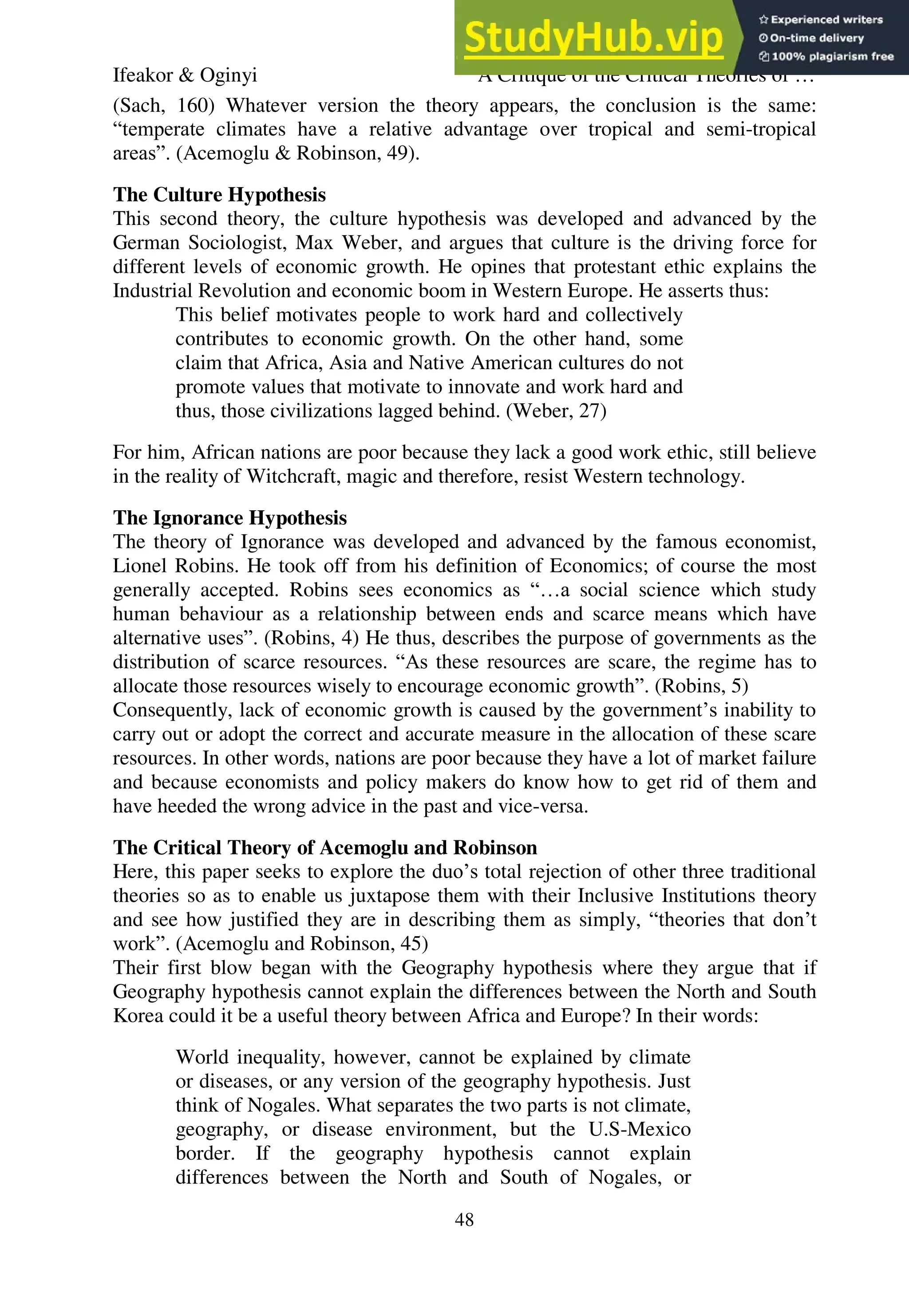 A Critique Of The Critical Theories Of Acemoglu And Robinson | PDF